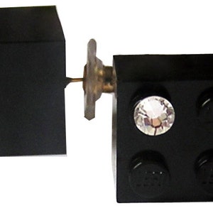 Black LEGO® Brick 2x2 With a diamond Color SWAROVSKI® Crystal on a ...