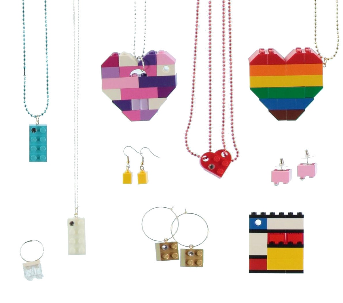 Lot of 15 Pieces of Jewelry Made From LEGO® Bricks With or - Etsy