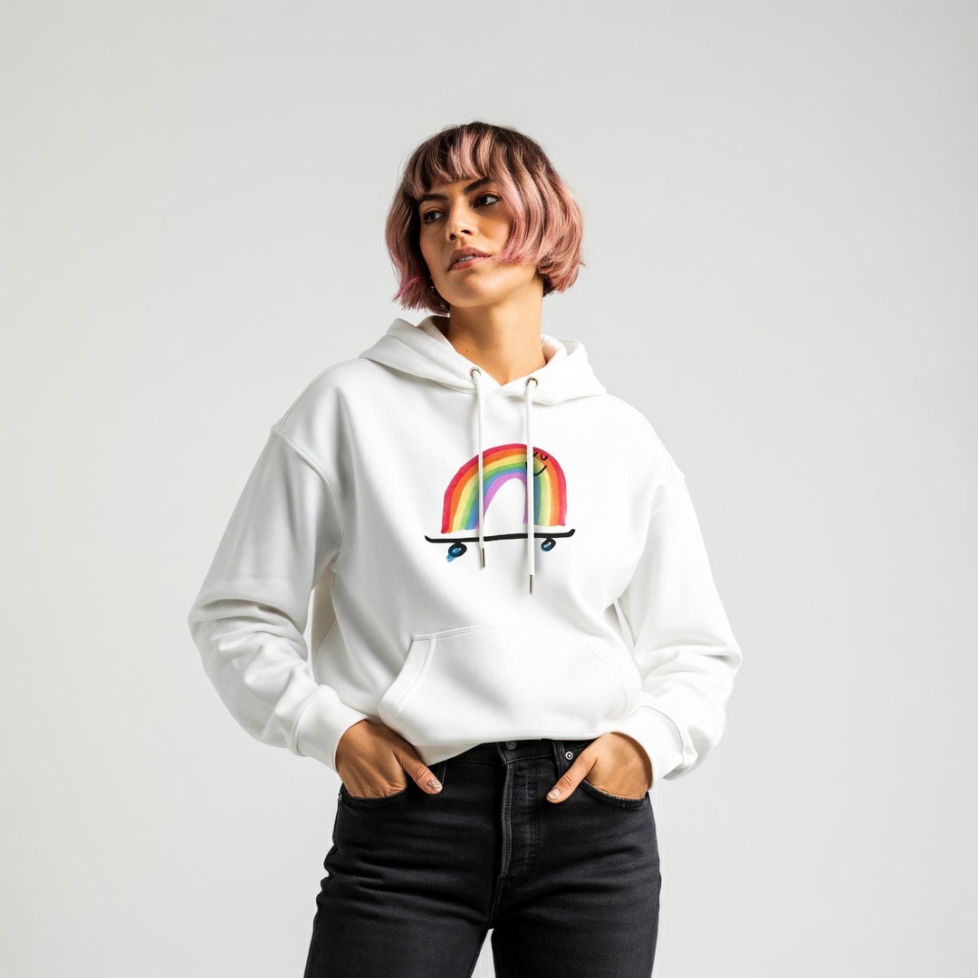 Vibrant LGBTQIA Skateboarding Rainbow Hoodie | Inclusive Streetwear for ...