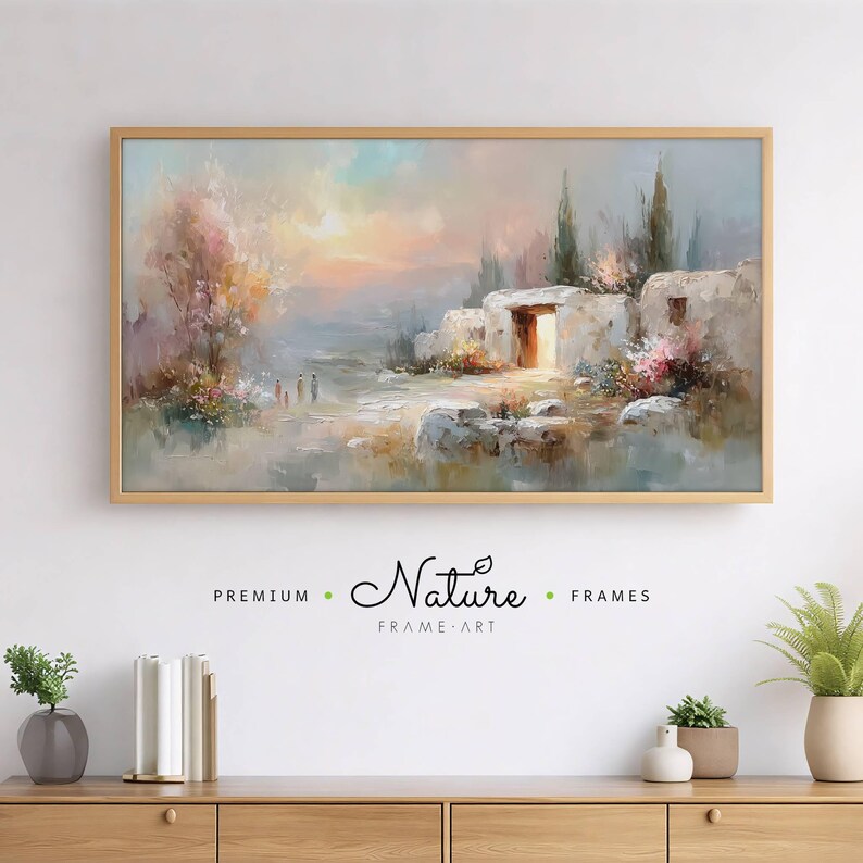 Empty Tomb Frame TV Art, Romantic Christian Oil Painting, Easter Wall ...