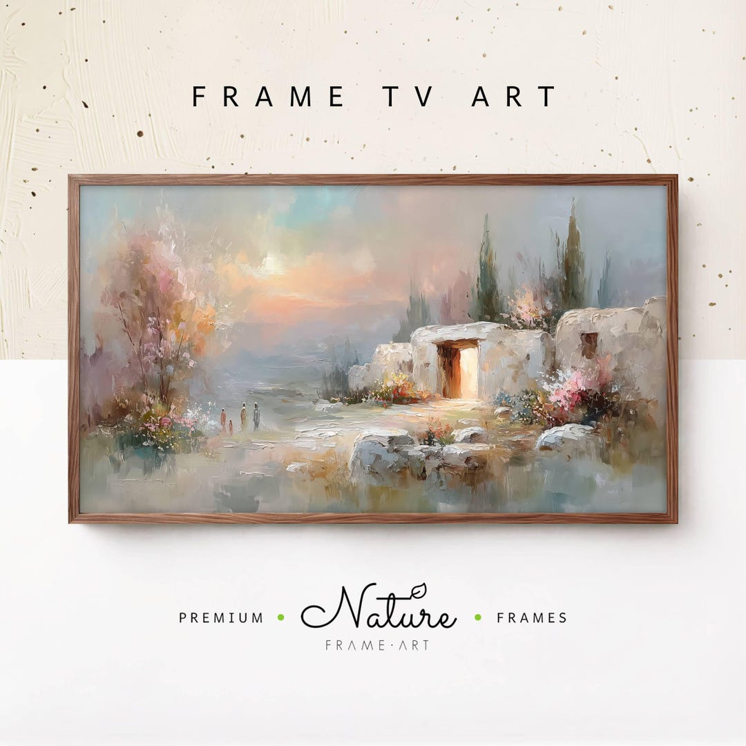 Empty Tomb Frame TV Art, Romantic Christian Oil Painting, Easter Wall ...
