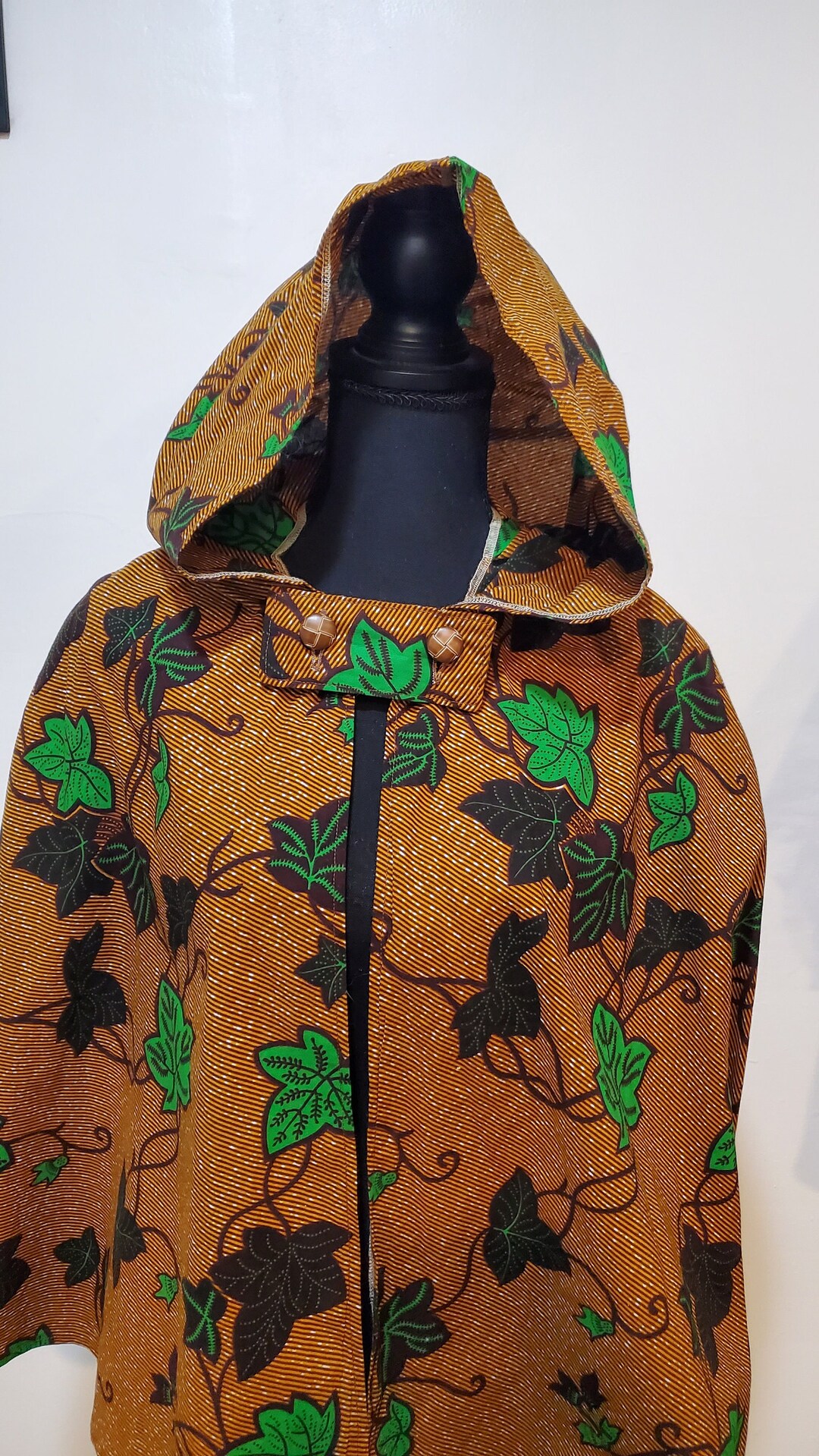 1/2 Length Brown With Green Leaves Cloak - Etsy