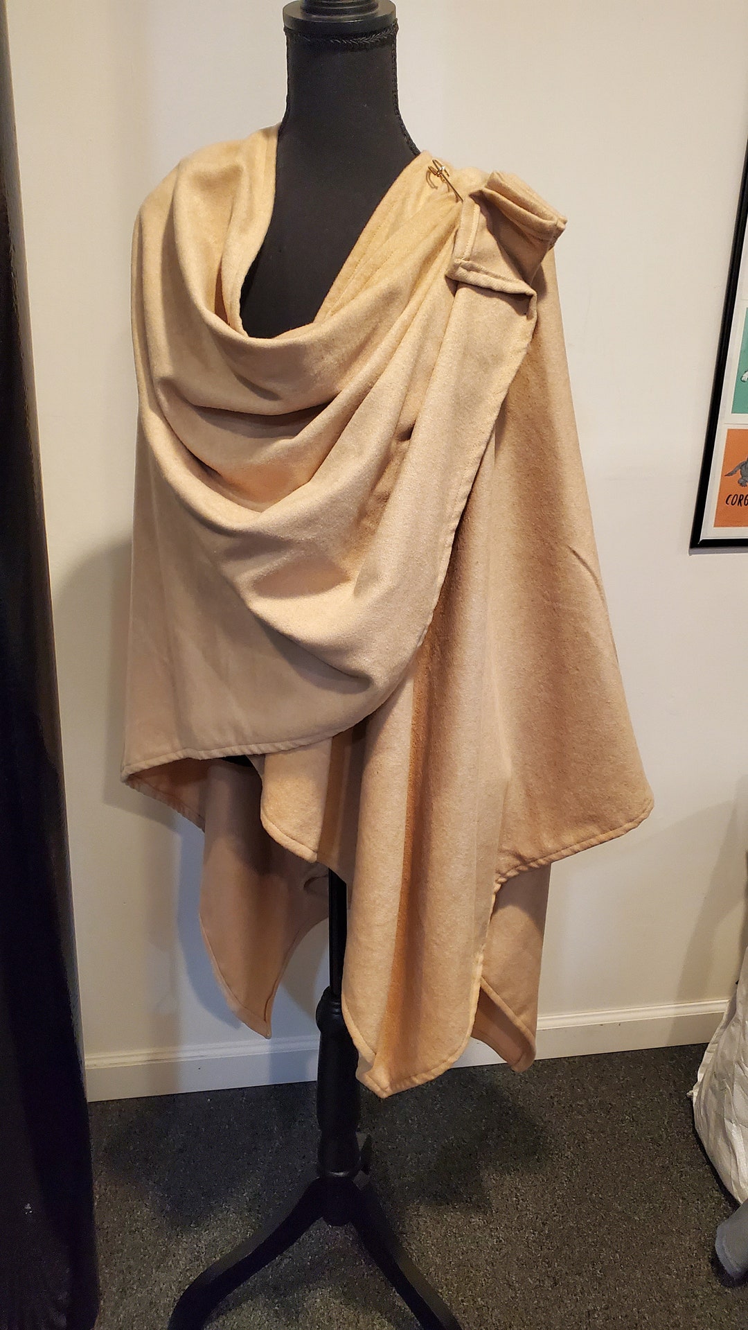 Camel Beige Wrap Shawl With Pin - Etsy