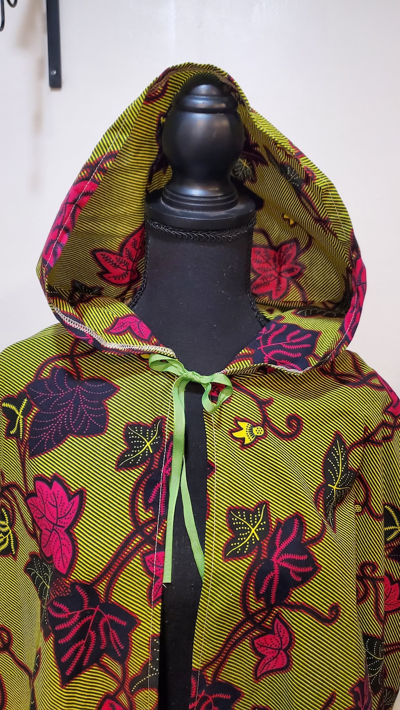 1/2 Length Green With Pink Leaves Cloak - Etsy