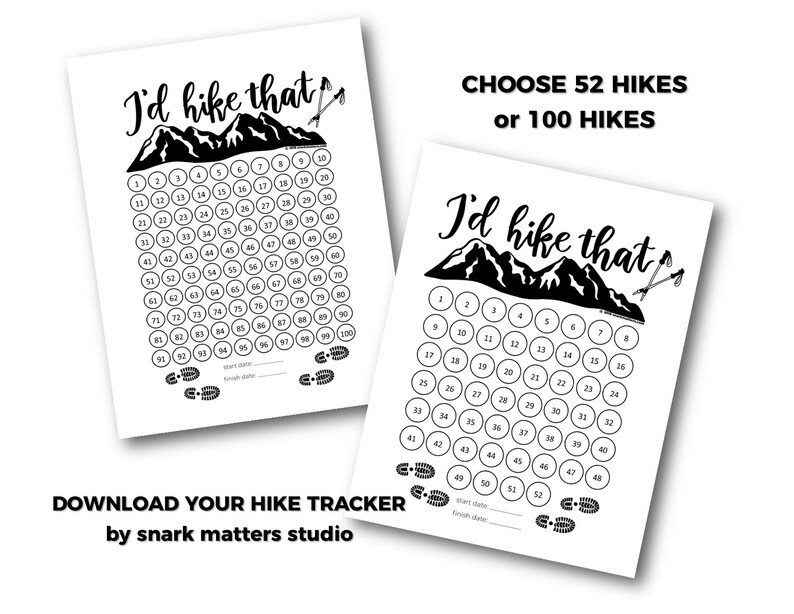 Hike Challenge Tracker - PDF Printable Download- 'i'd Hike That ...