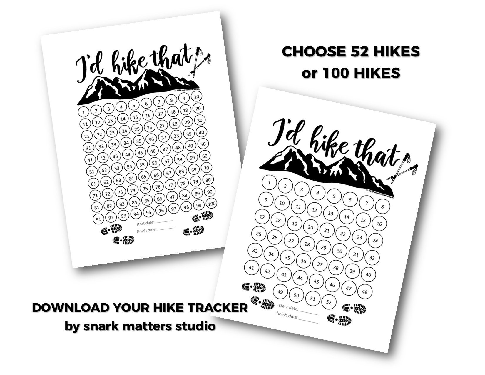 Hike Challenge Tracker - PDF Printable Download- 'i'd Hike That ...