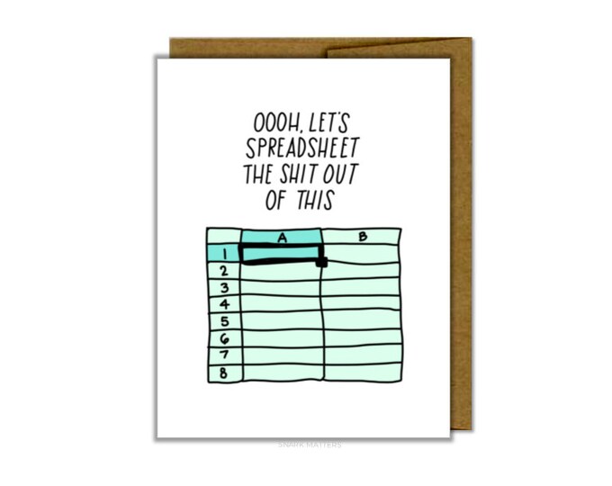 Let's Spreadsheet This! | Single Card | Friendship Card | Funny Card ...