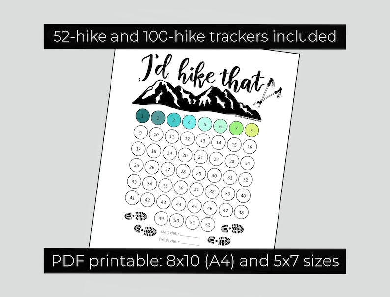 Hike Challenge Tracker - PDF Printable Download- 'i'd Hike That ...