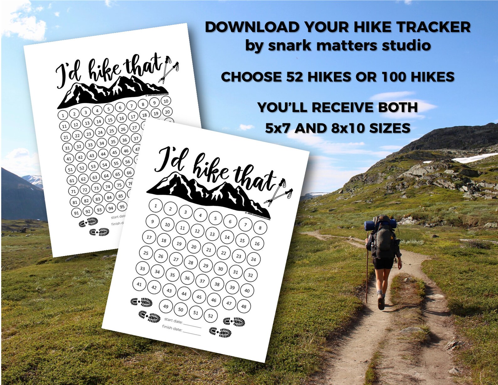 Hike Challenge Tracker - PDF Printable Download- 'i'd Hike That ...