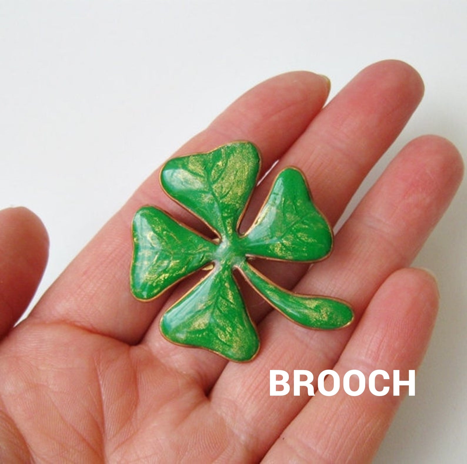 Four Leaf Clover Lucky Charm Necklace or Brooch Green Clover - Etsy