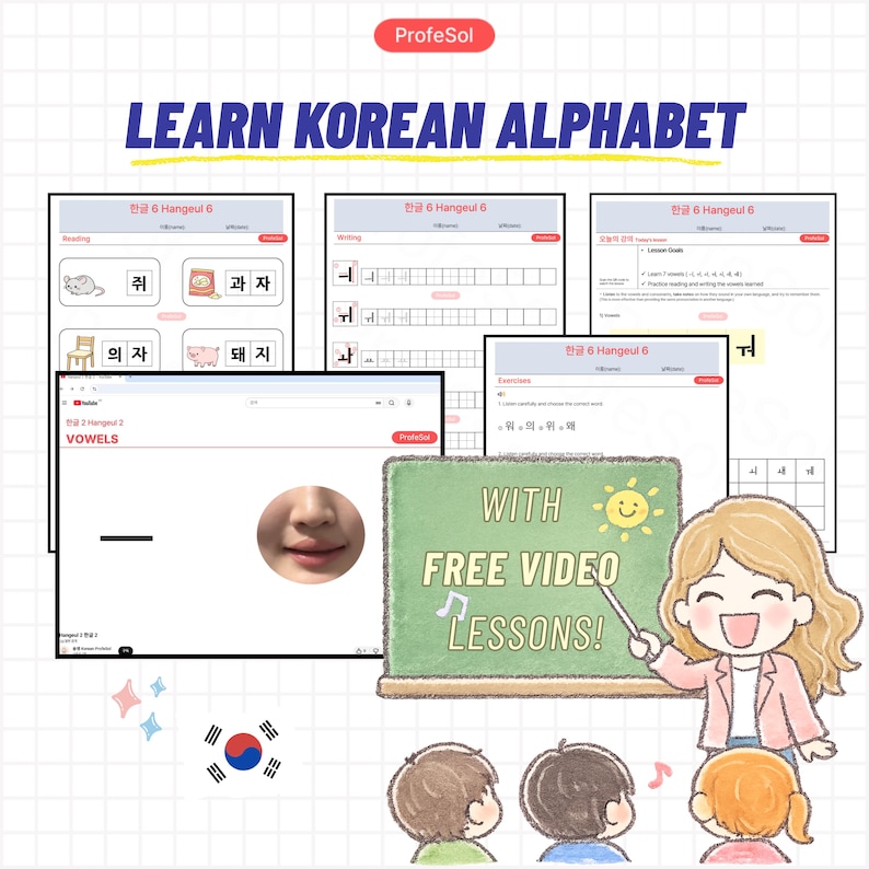 Learn Korean Alphabet Hangeul Workbook | Beginner Language Study ...
