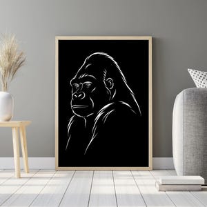 Minimalist Line Drawing Gorilla - Etsy