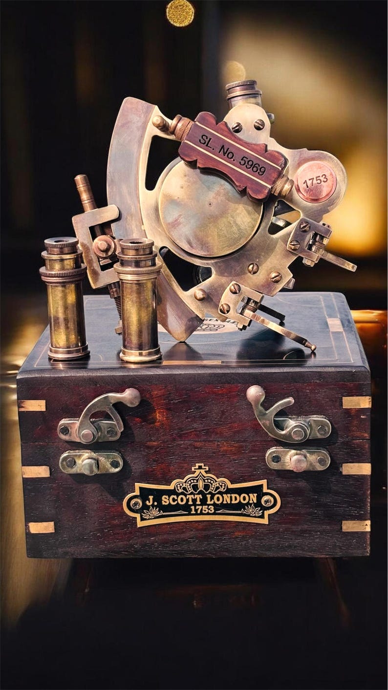 Antique Brass Sextant - Navigational Tool for Astronomy and Marine ...