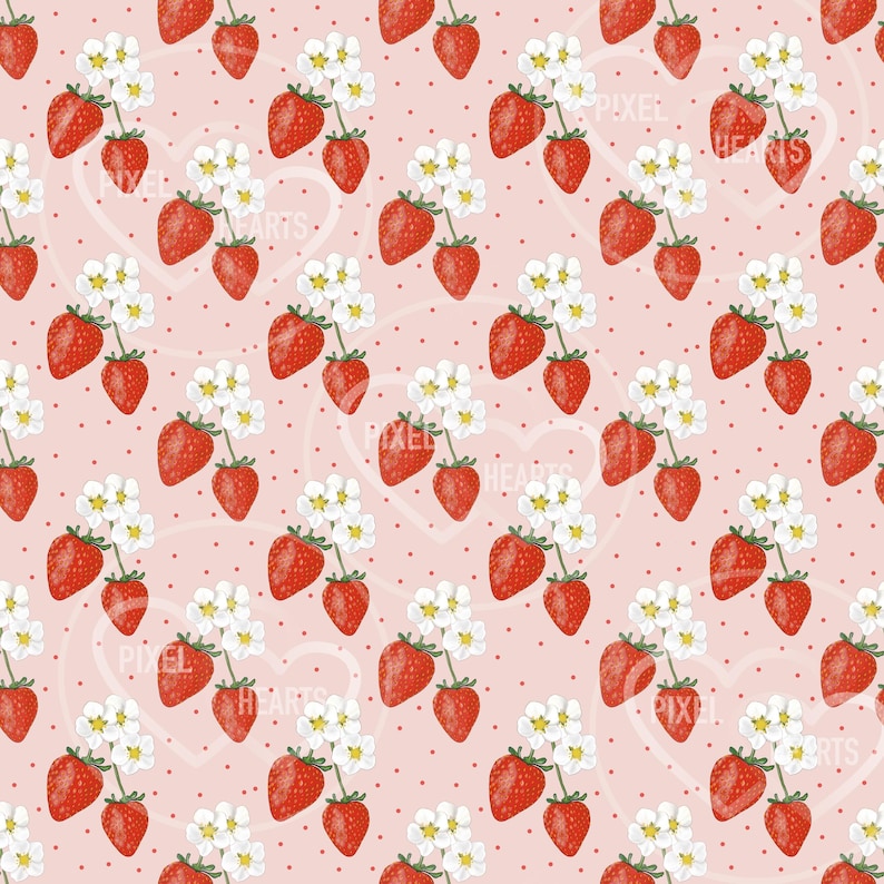 Strawberries and Dots Seamless Pattern Digital Design - Etsy