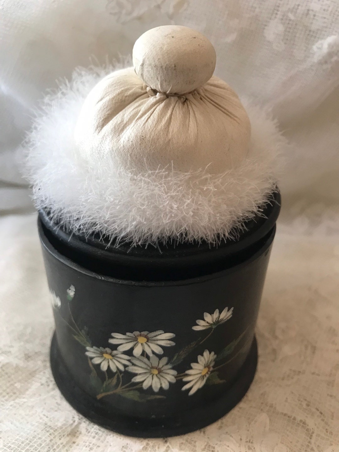 Vintage Original 1920's Swans Down Powder Puff Kid Leather in Papier ...