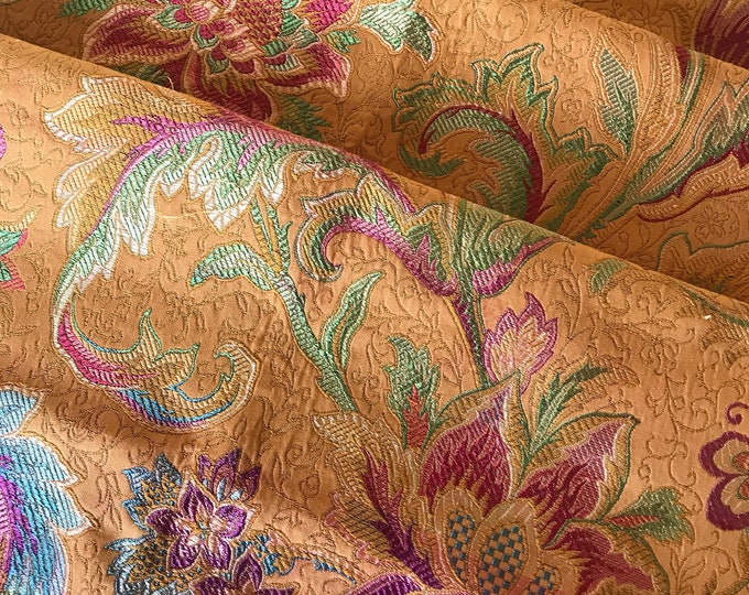 Vintage Brocade Fabric Stunning Floral Design Sewing Projects Woven ...