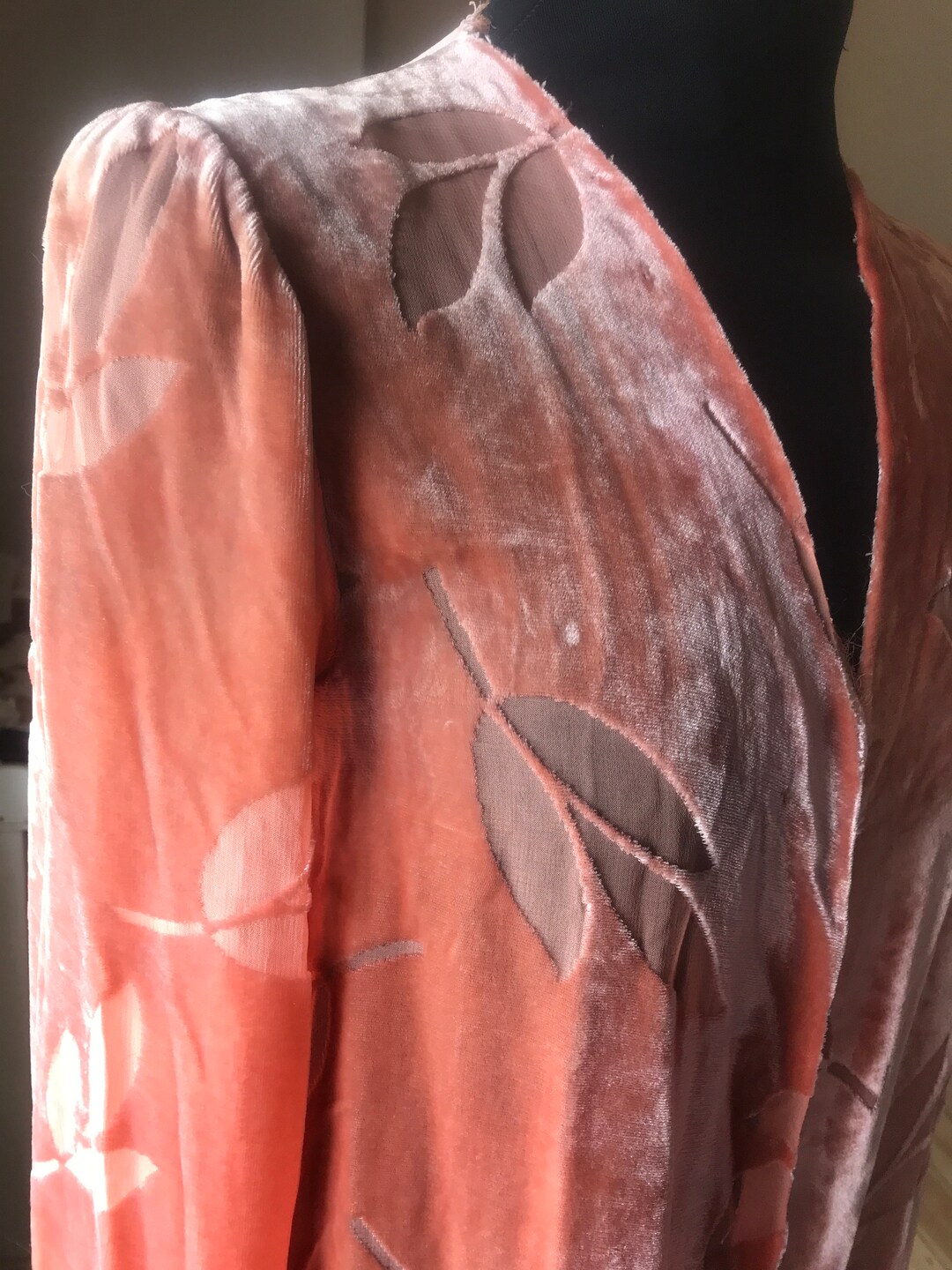 Voided Velvet Boudoir Jacket Peach Pink, Unfinished With Marabou ...