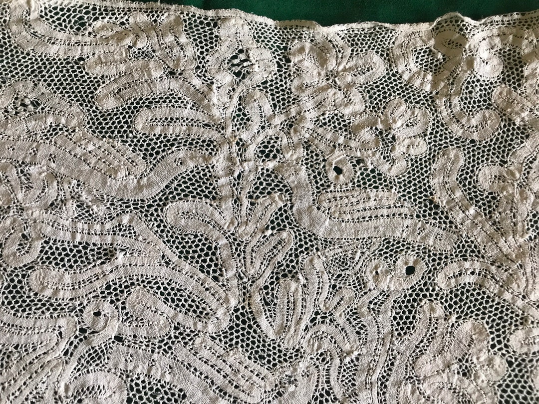 Italian Lace Border Flounce Birds Flora Design Handmade Bobbin Tape ...