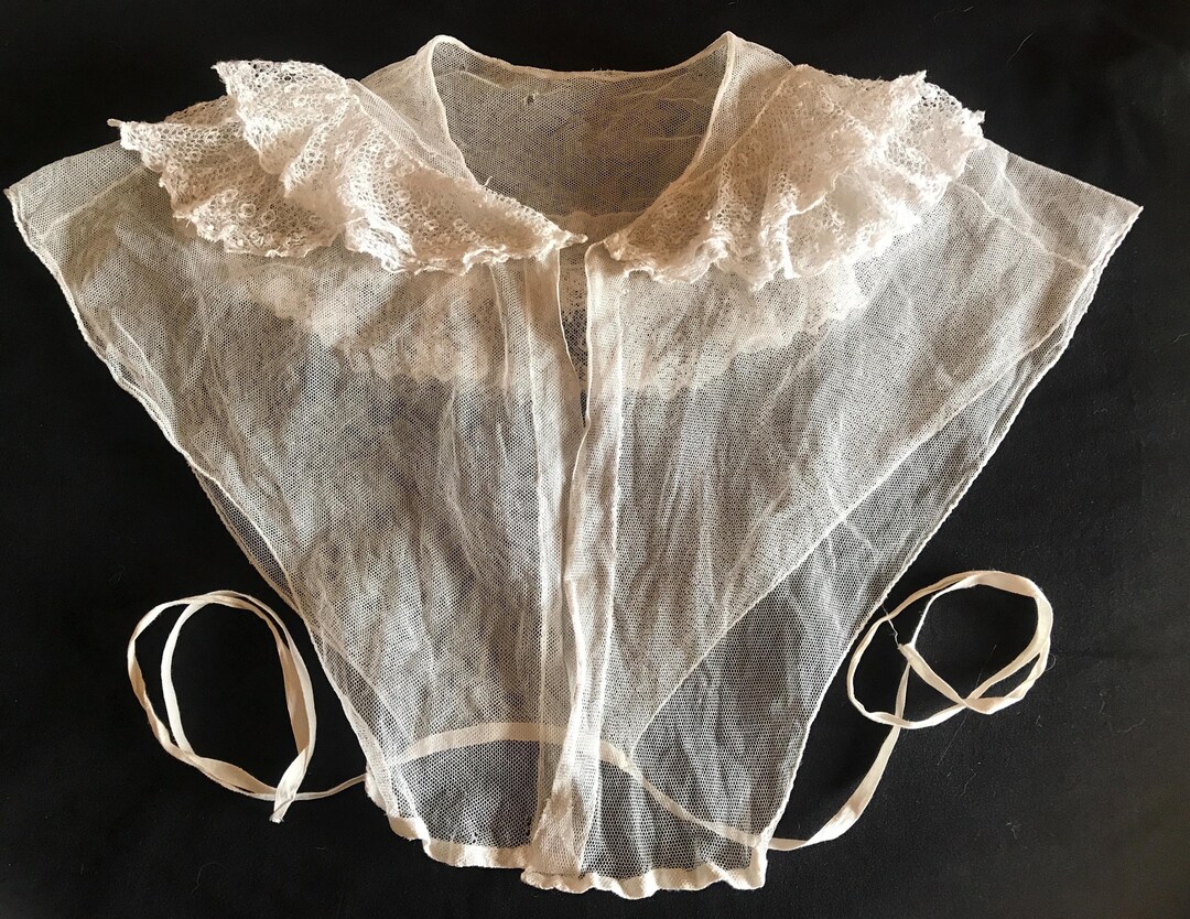 Lace Chemisette Large Collar Hand Worked Lace Ruffles Tulle Modesty ...
