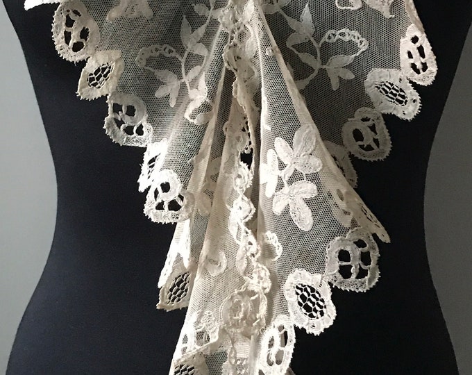 19th Century Honiton Lace & Muslin Wedding Handkerchief - Etsy