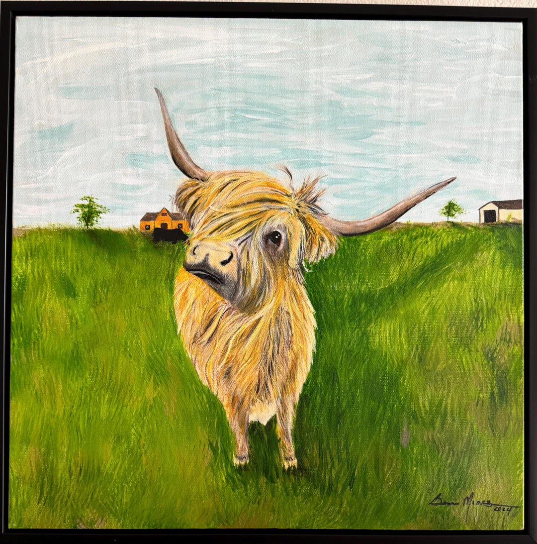 Hamish the Highland Cow, Acrylic on Canvas, Wall Art - Etsy