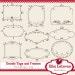 Doodle Frames Labels Digital Clipart / Scrapbooking card | Etsy