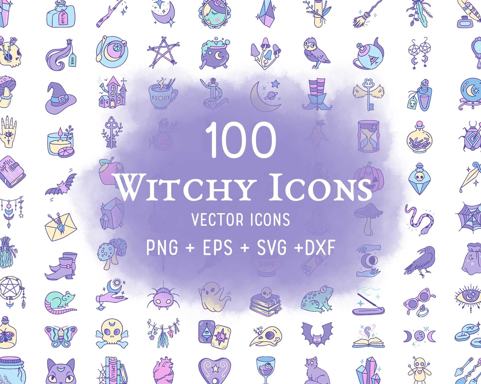 100 Witchy Color Icons Vector Wicca Icons Clipart Mystic | Etsy