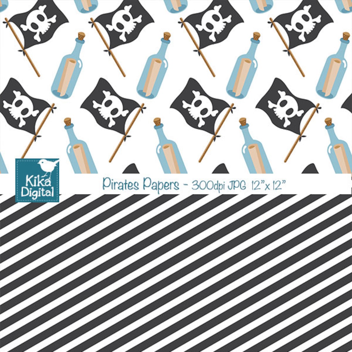 Pirates Digital Papers Scrapbooking card design | Etsy