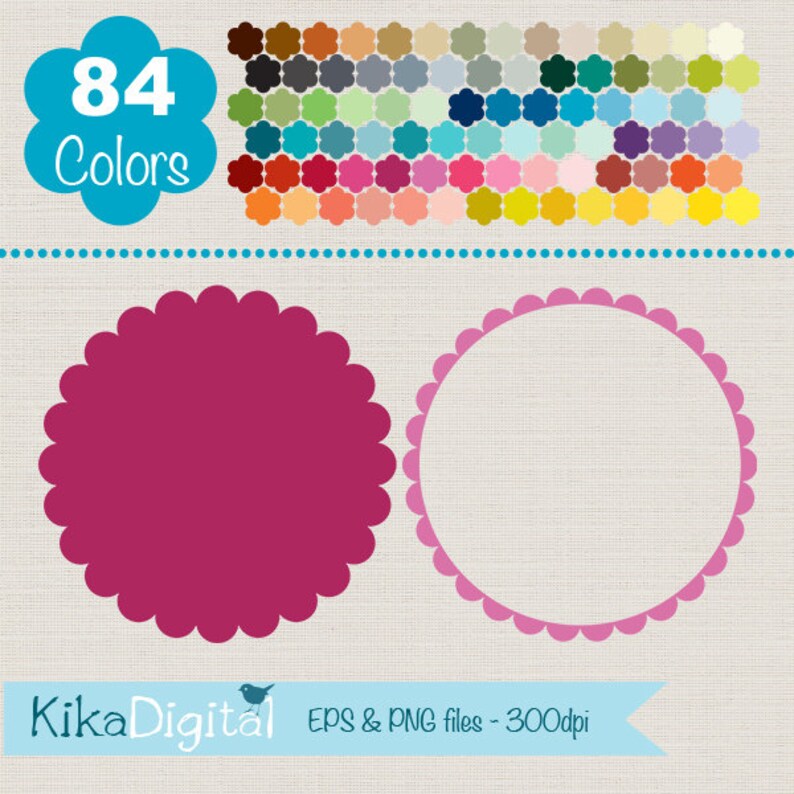 Scallop Frames Colorful Scallop Labels Rainbow Scallop - Etsy