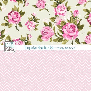 Pink and Turquoise Shabby Chic Digital Papers Shabby Chic - Etsy