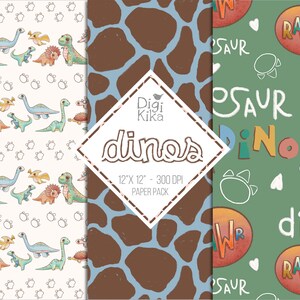 30 Dinosaur Digital Papers, Dinos Digital Scrapbook Papers, Card Design ...