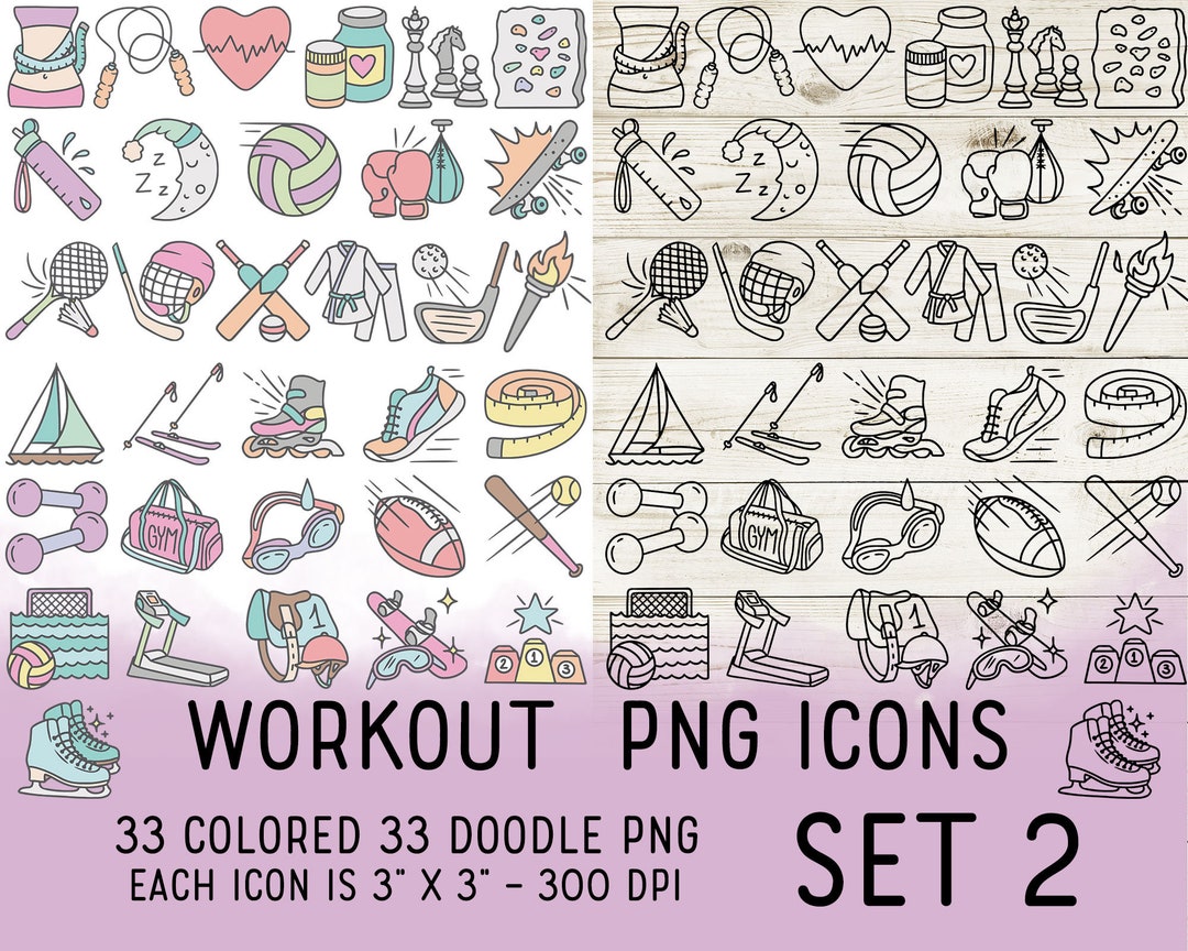 Workout Icons Set 2 - Sports Icons Clipart - Fitness Icons Digital ...