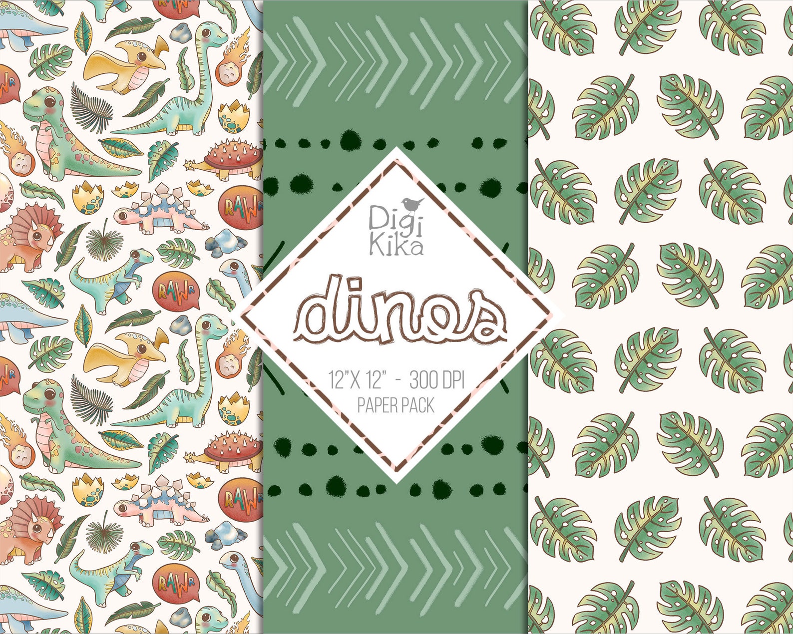 30 Dinosaur Digital Papers Dinos Digital Scrapbook Papers - Etsy