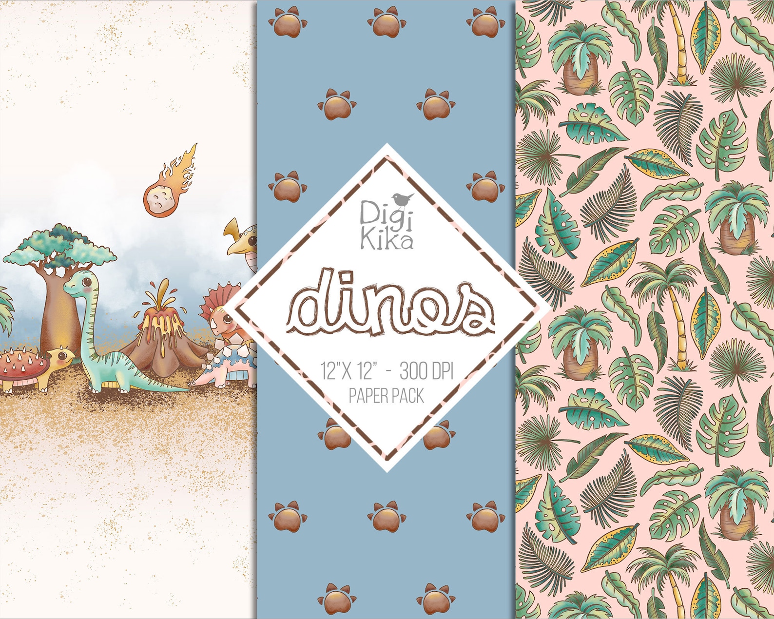 30 Dinosaur Digital Papers Dinos Digital Scrapbook Papers - Etsy