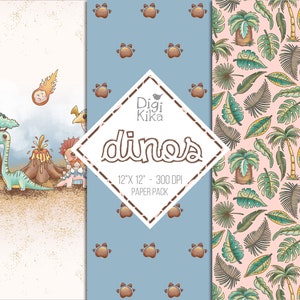 30 Dinosaur Digital Papers, Dinos Digital Scrapbook Papers, Card Design ...