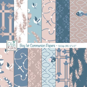 Boy First Communion Digital Papers Tileable / Seamless Pattern Website ...