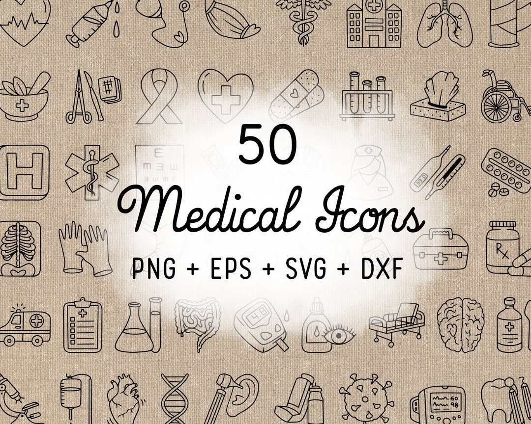 50 Medical Icons Stamp Bundle Doctor Time Icons Clipart Digital Stamp ...