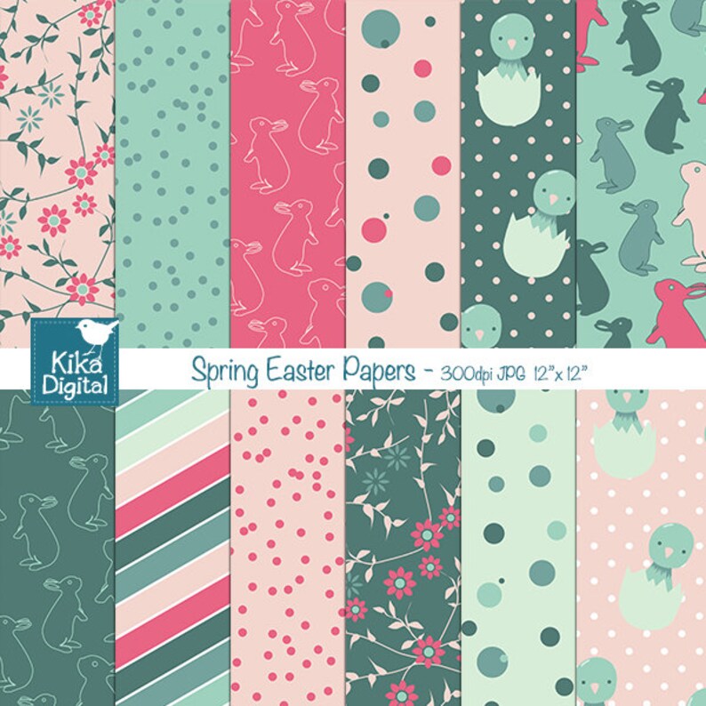 Spring Easter Digital Papers Happy Easter Papers | Etsy