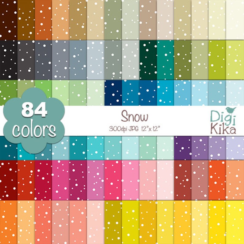Snow Digital Papers Rainbow Dots Papers Snow Scrapbook - Etsy