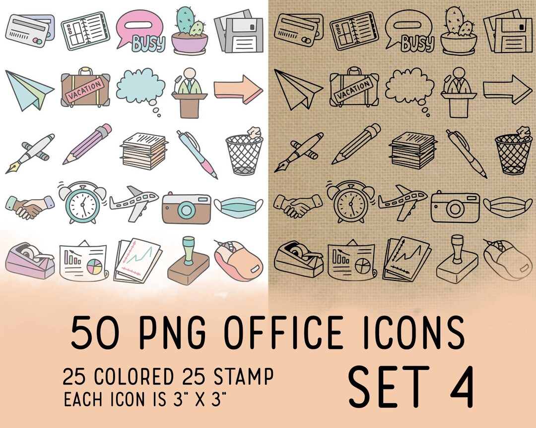 50 Office Icons Set 4 - Business Icons Clipart - Work Digital - Icons ...