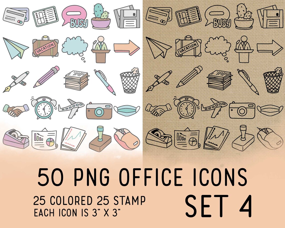 50 Office Icons Set 4 Business Icons Clipart Work Digital - Etsy