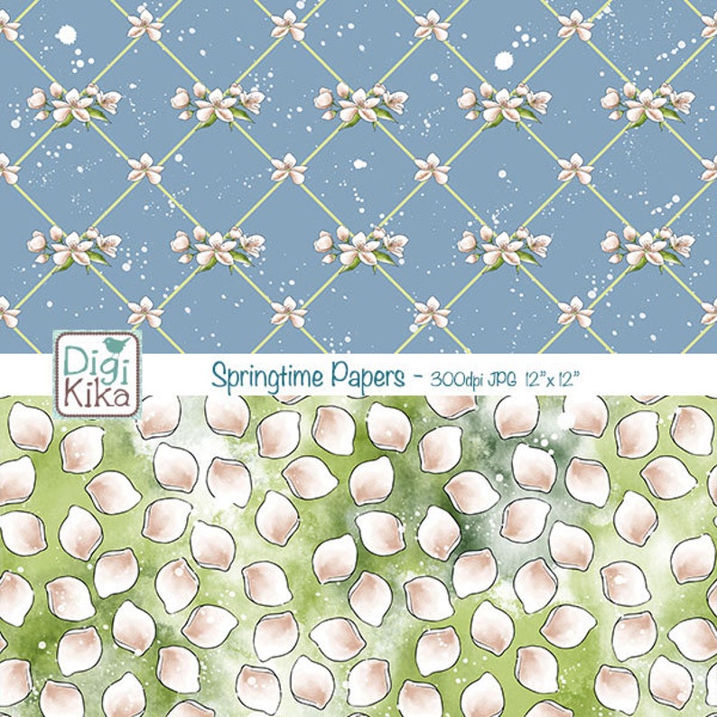 Springtime Digital Papers Spring Digital Scrapbook Papers | Etsy