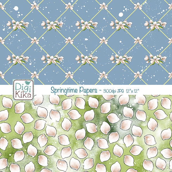 Springtime Digital Papers Spring Digital Scrapbook Papers | Etsy