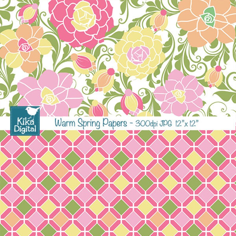 Warm Spring Digital Papers Digital Scrapbook Papers | Etsy
