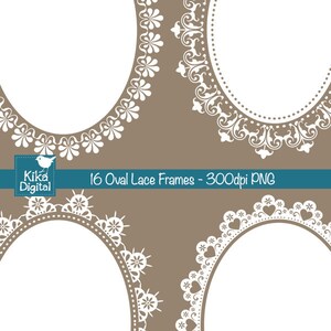 Oval Lace Frames Digital Clipart, Digital Wedding Frames, Scrapbooking ...