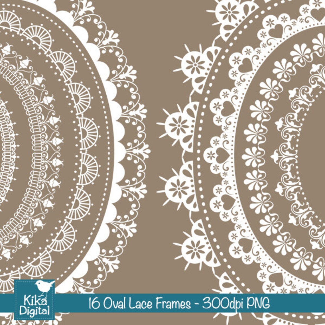 Oval Lace Frames Digital Clipart Digital Wedding Frames - Etsy