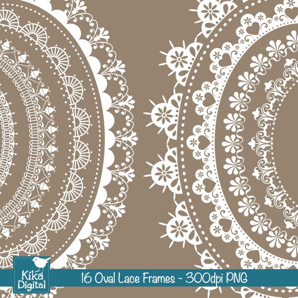 Oval Lace Frames Digital Clipart Digital Wedding Frames - Etsy