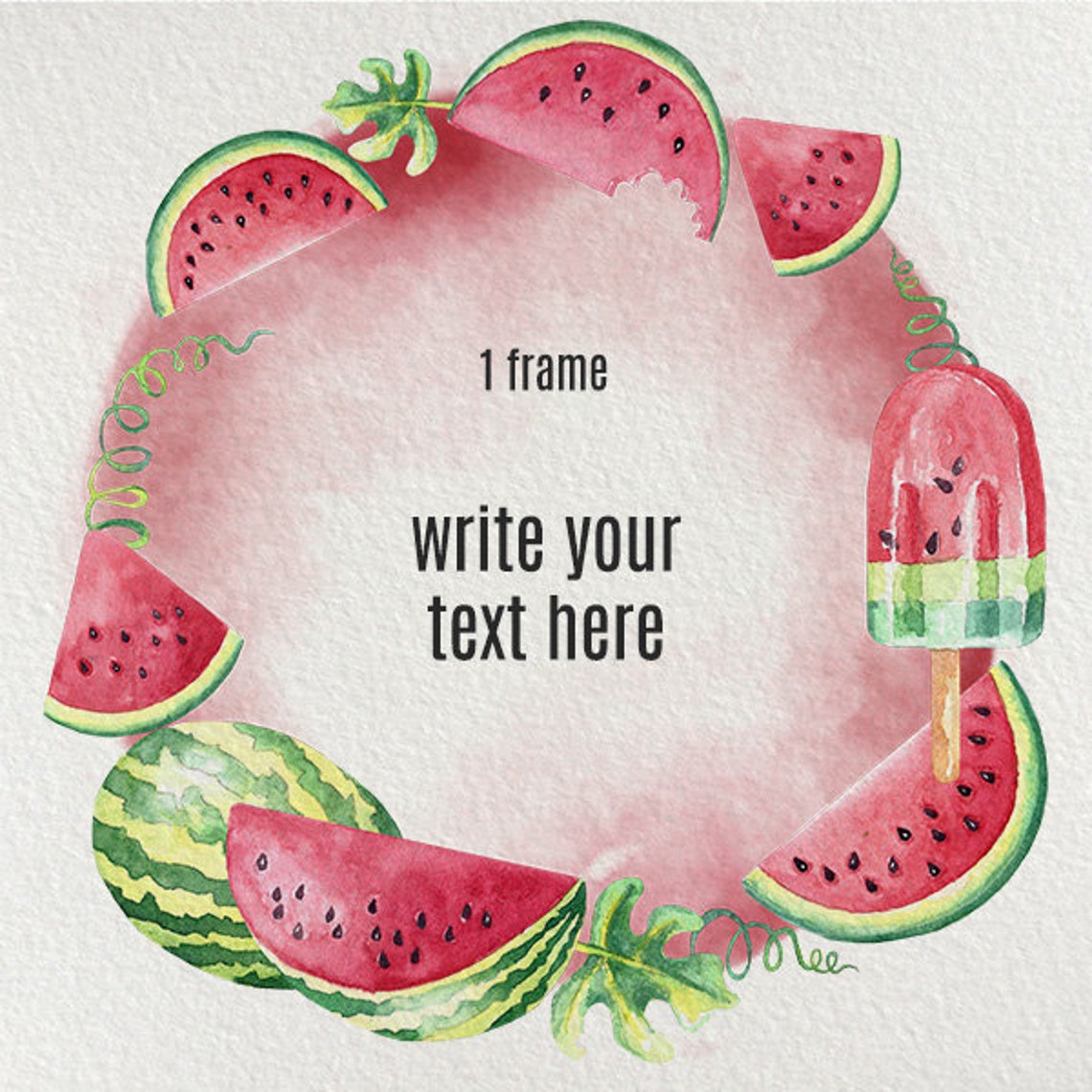 Watermelon Clipart Hand Painted Watercolor Fruit Clipart | Etsy