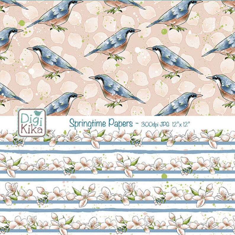 Springtime Digital Papers Spring Digital Scrapbook Papers | Etsy
