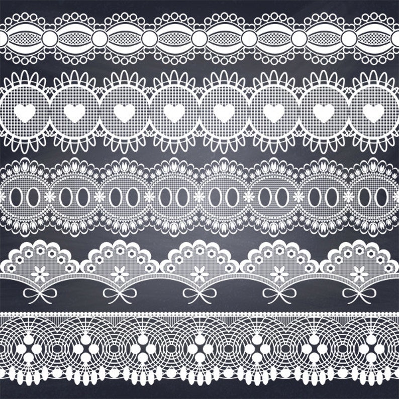 Lace Borders Clipart White Lace Borders Wedding Lace Etsy